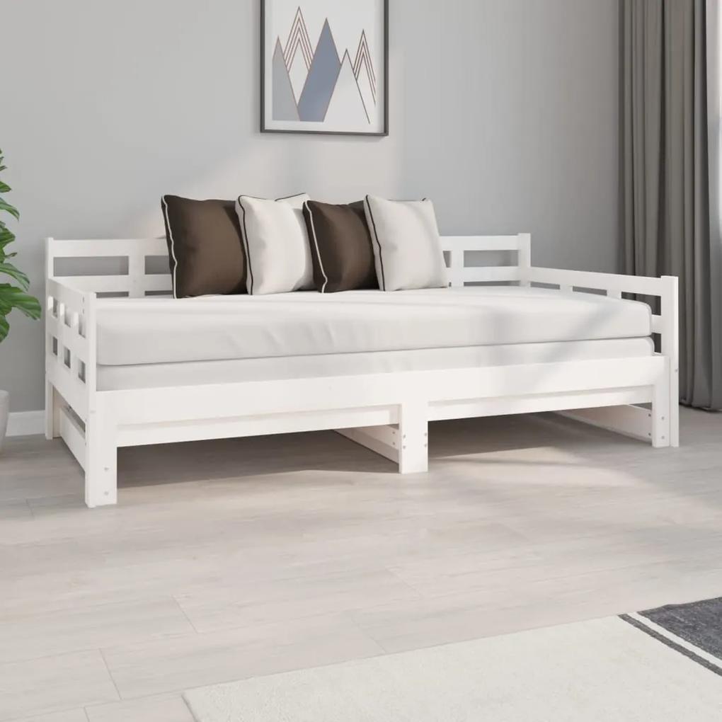 Výsuvná postel bílá masivní borovice 2x (90 x 190) cm,  820383