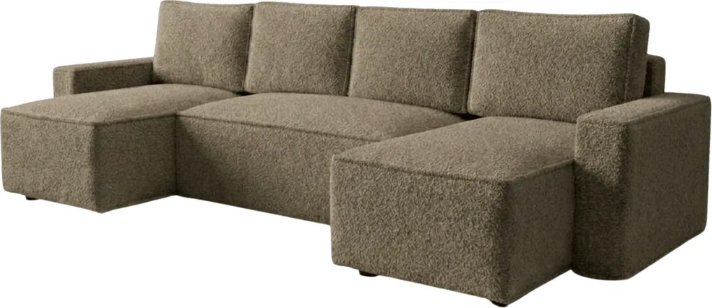 Rozkládací sedací souprava do U SMART BOUCLE 303x143 cm, tmavě béžová