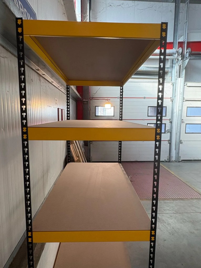Fistar Regál 160x160x40 cm PROFESIONÁLNÍ lakovaný 4-policový, nosnost 1600 kg - ČERNO-ŽLUTÝ