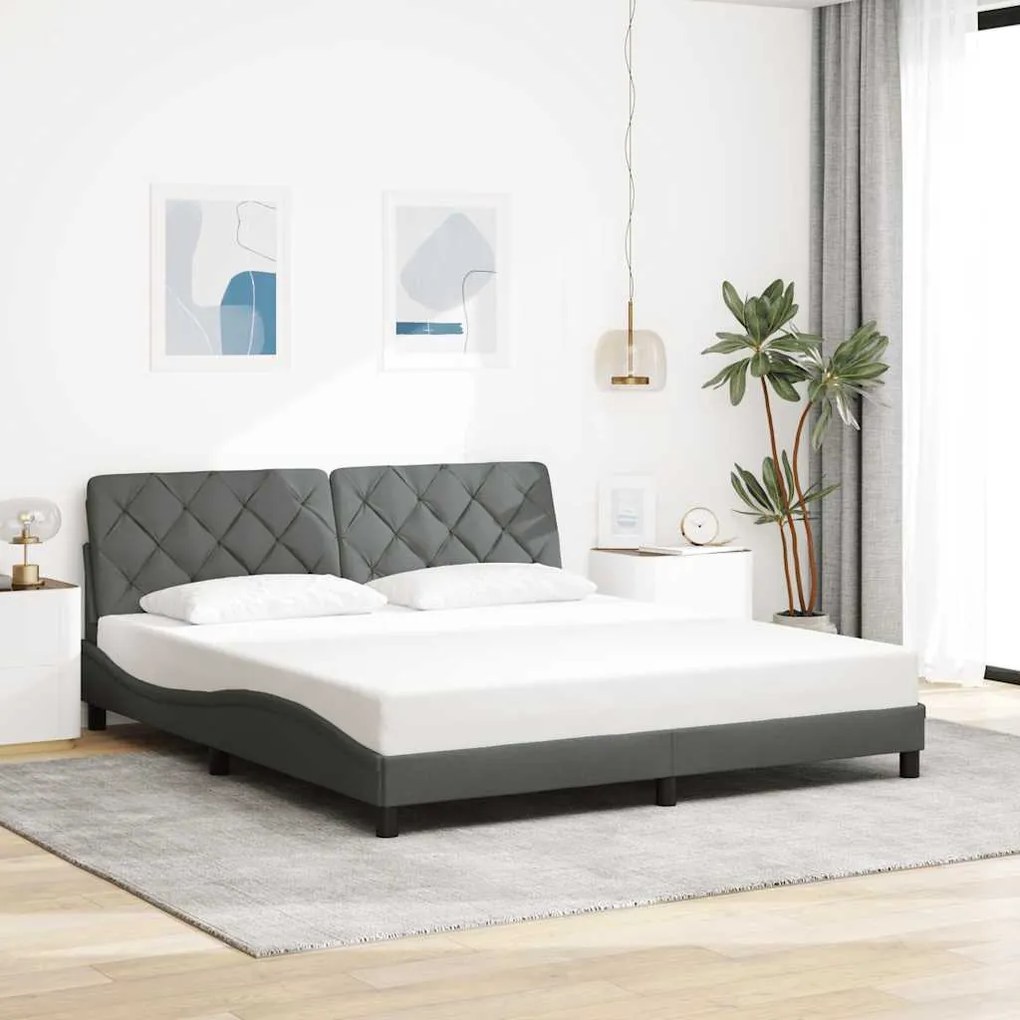 Rám postele s LED bez matrace Tmavě šedá 180x200 cm Látka 3310686