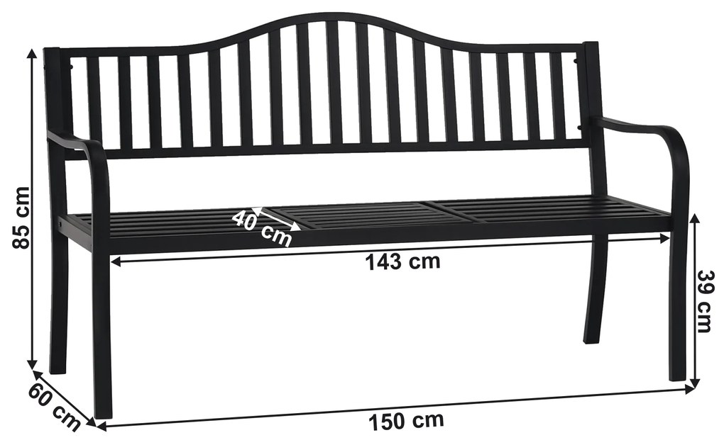 Kondela Zahradní lavička se stolkem, černá, DAGNO