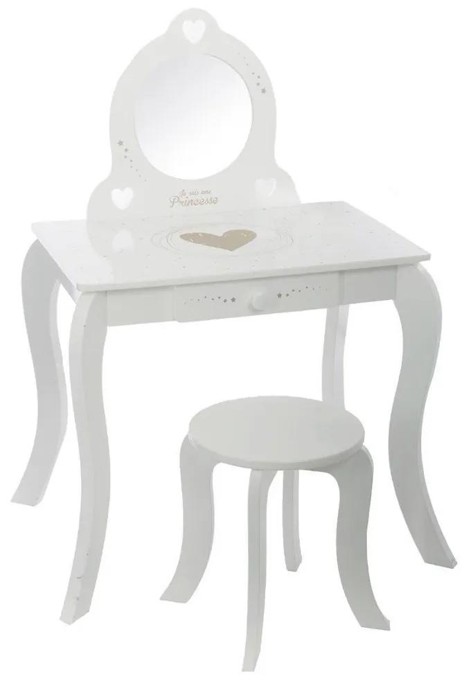 Toaletní stolek se zrcadlem, bílý, 40 x 60 x 91 cm
