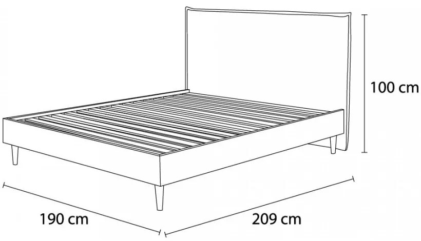 Antracitová čalouněná dvoulůžková postel s roštem 180x200 cm Sary – Bobochic Paris