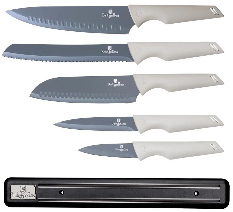 6dílná sada kuchyňských nerezových nožů s magnetickým držákem MATT GREY 20732