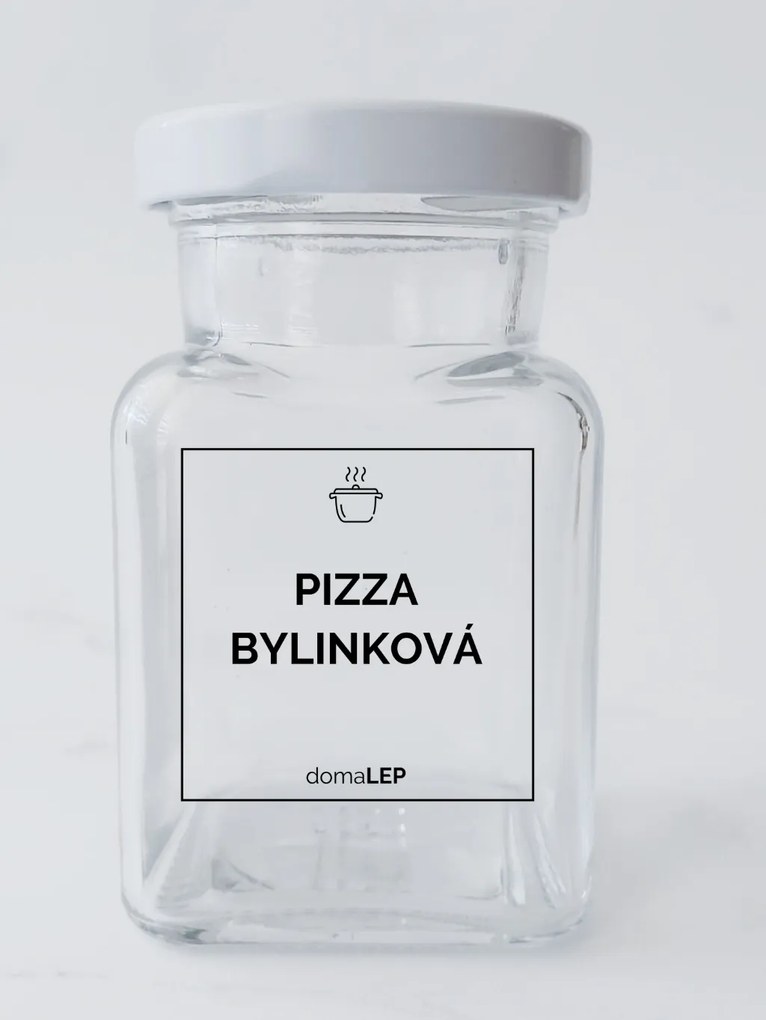 Samolepka na kořenky PIZZA BYLINKOVÁ průhledná 5 × 5 cm tučné písmo