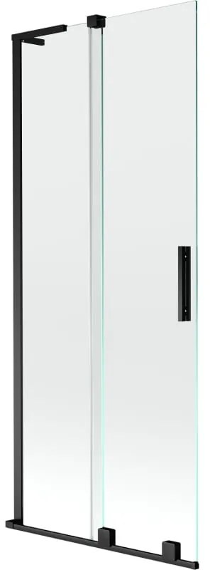 Mexen Velar L, 2-křídlová posuvná vanová zástěna 80 x 150 cm, 8mm čiré sklo, černá matná, 896-080-003-01-70