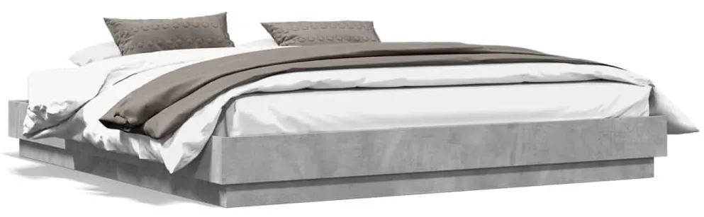 Rám postele s LED osvětlením betonově šedý 180 x 200 cm,  3209775