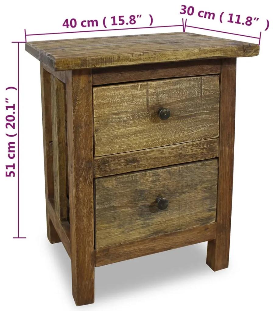 Noční stolek, masivní recyklované dřevo, 40 x 30 x 51 cm - Default Title