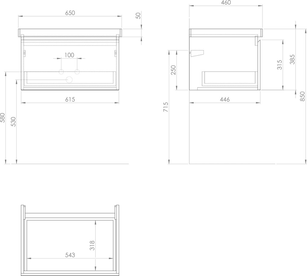 Aqualine Altair koupelnová skříňka pod umyvadlo 61,5 x 35 x 45 cm bílá AI267