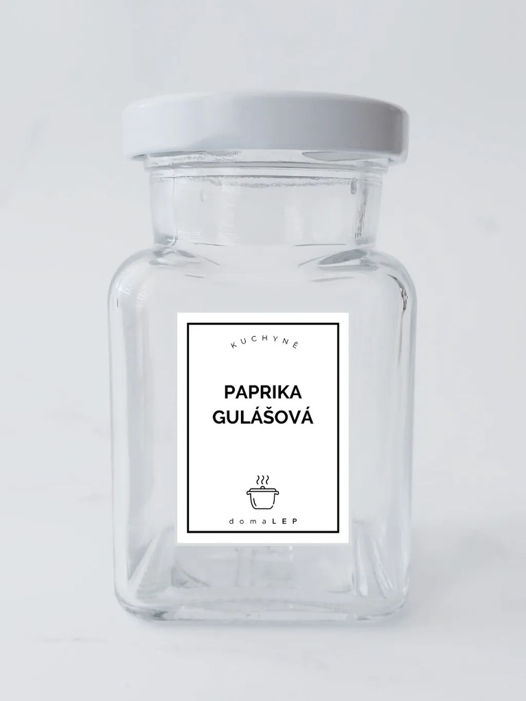Samolepka na kořenky PAPRIKA GULÁŠOVÁ bílá 3 × 4 cm tučné písmo