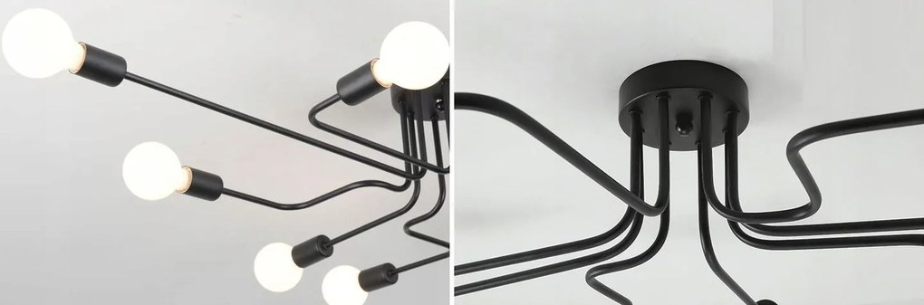 Toolight - Stropní / nástěnné svítidlo Agaro Spider 8xE27, černá, OSW-06606