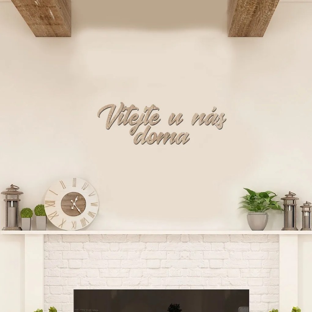 dřevo života Dřevěný nápis na stěnu VÍTEJTE U NÁS DOMA Zvolte barvu dekoru: Dub Sonoma, Velikost textu: 70x12