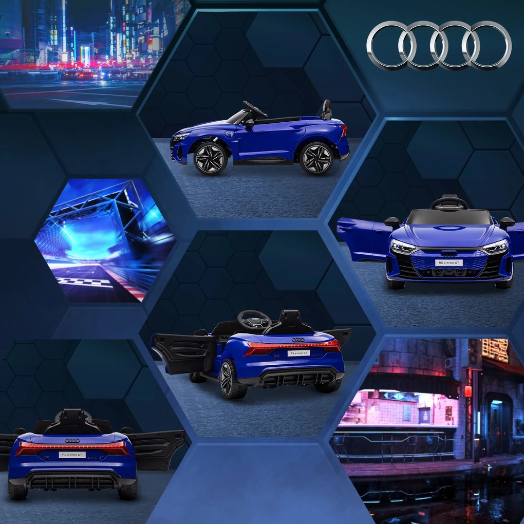 HOMCOM Elektrické dětské vozidlo 12 V - dálkové ovládání rodiči - zvukové efekty, světelné efekty - Audi RS E-tron GT modrá