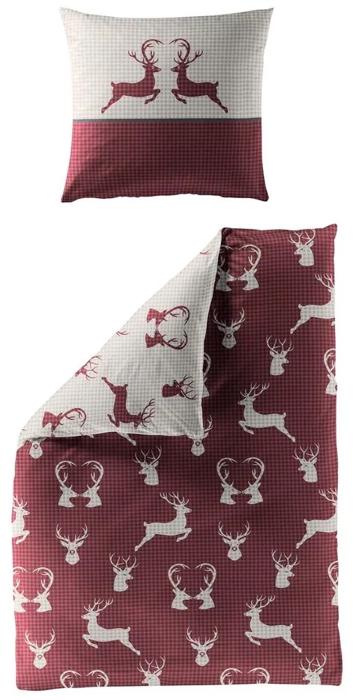 Bierbaum povlečení flanelové 3923 Deer Red 135x200/80x80 cm