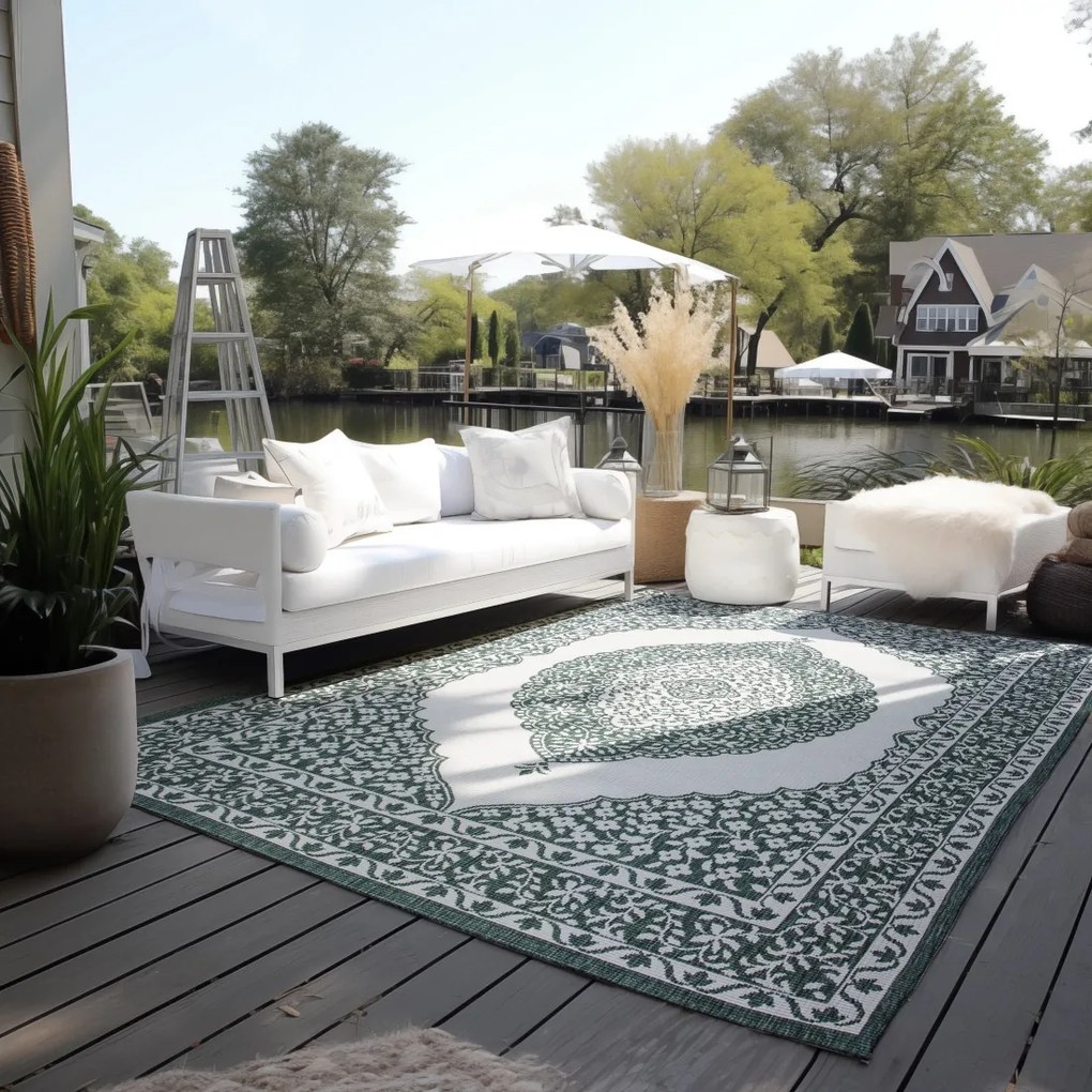 ELLE Decoration, Kusový koberec Gemini 106025 Green z kolekce Elle – na ven i na doma, 200x290, zelená, chodba / předsíň