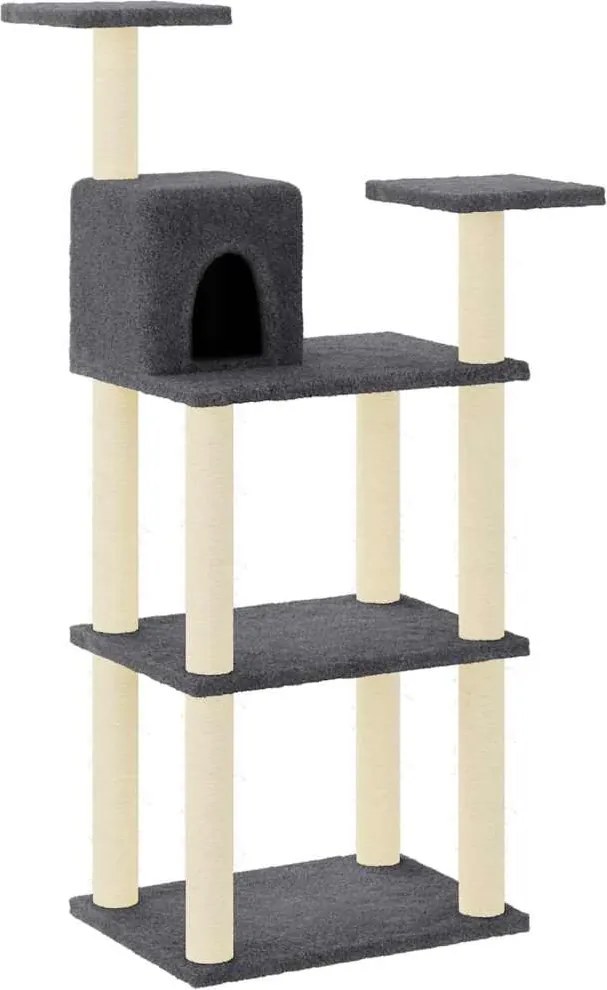 Škrabadlo pro kočky se sisalovými sloupky tmavě šedé 118,5 cm 171429