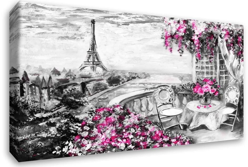 Obraz Paříž malovaná Pink Velikost (šířka x výška): 120x80 cm