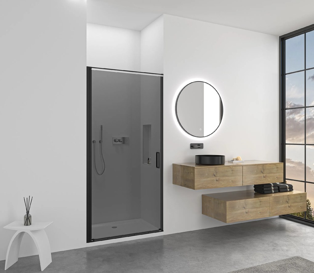 CERANO - Sprchové křídlové dveře Porte L/P - 8 mm - černá matná, grafitové sklo - 80x195 cm, CER-CER-8050BD7248