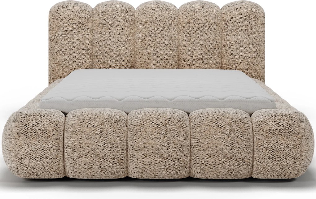 Postel Oloroso 180x200 s kovovým roštem a úložným prostorem, světle béžový ženyl
