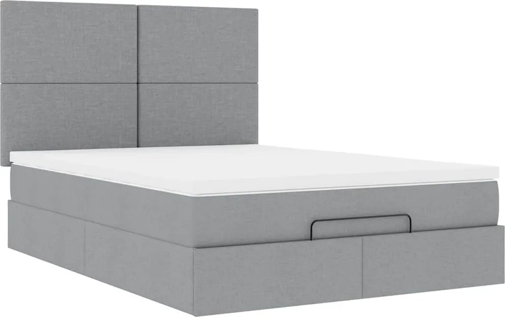 Osmanský rám postele s matrací světle šedá 140x190cm textil 3313920