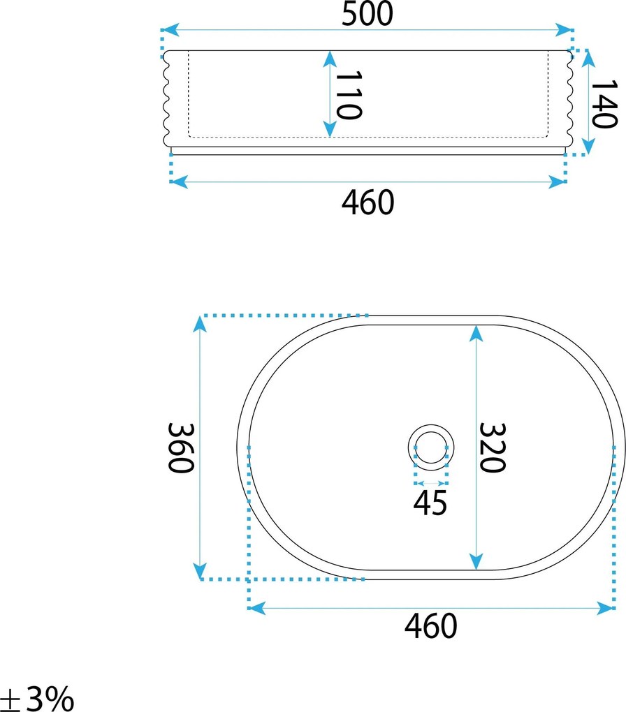 Rea Nicoletta, umyvadlo na desku 500x360x140 mm, béžová-imitace kamene, REA-U7346