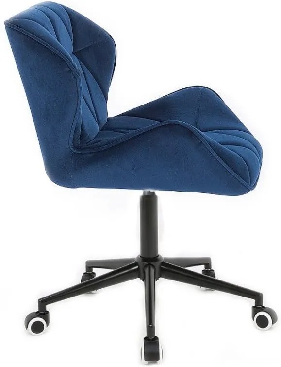 LuxuryForm DESIGN Otočná židle MILANO VELUR na černé podstavě s kolečky - modrá