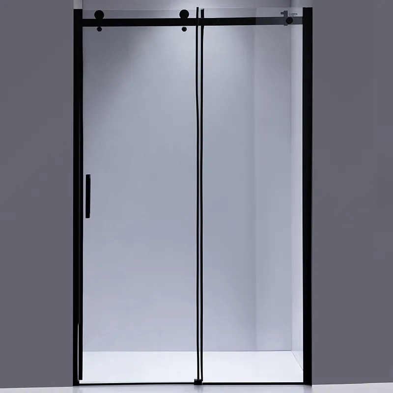 BPS-koupelny Posuvné sprchové dveře HYD-PD03B 100 černé/transparent pro instalaci do niky + vanička HYD-OSV-ST03A 100x80 bílá