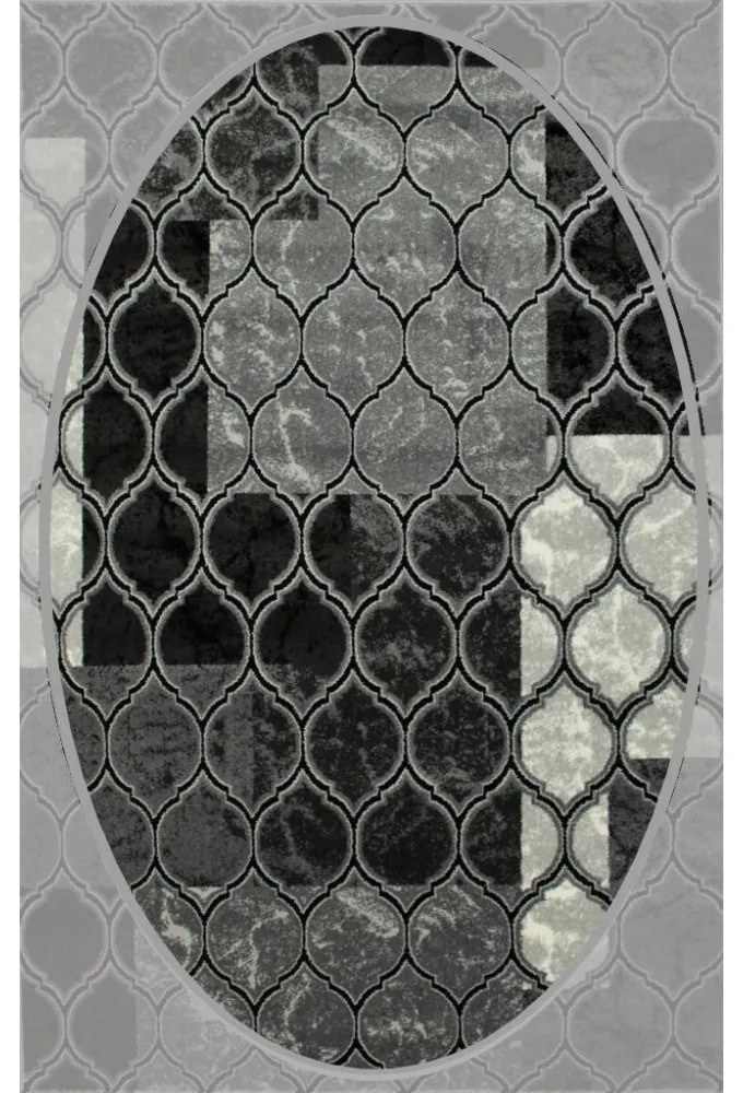 Kusový koberec Roxana tmavě šedý ovál 133x190cm