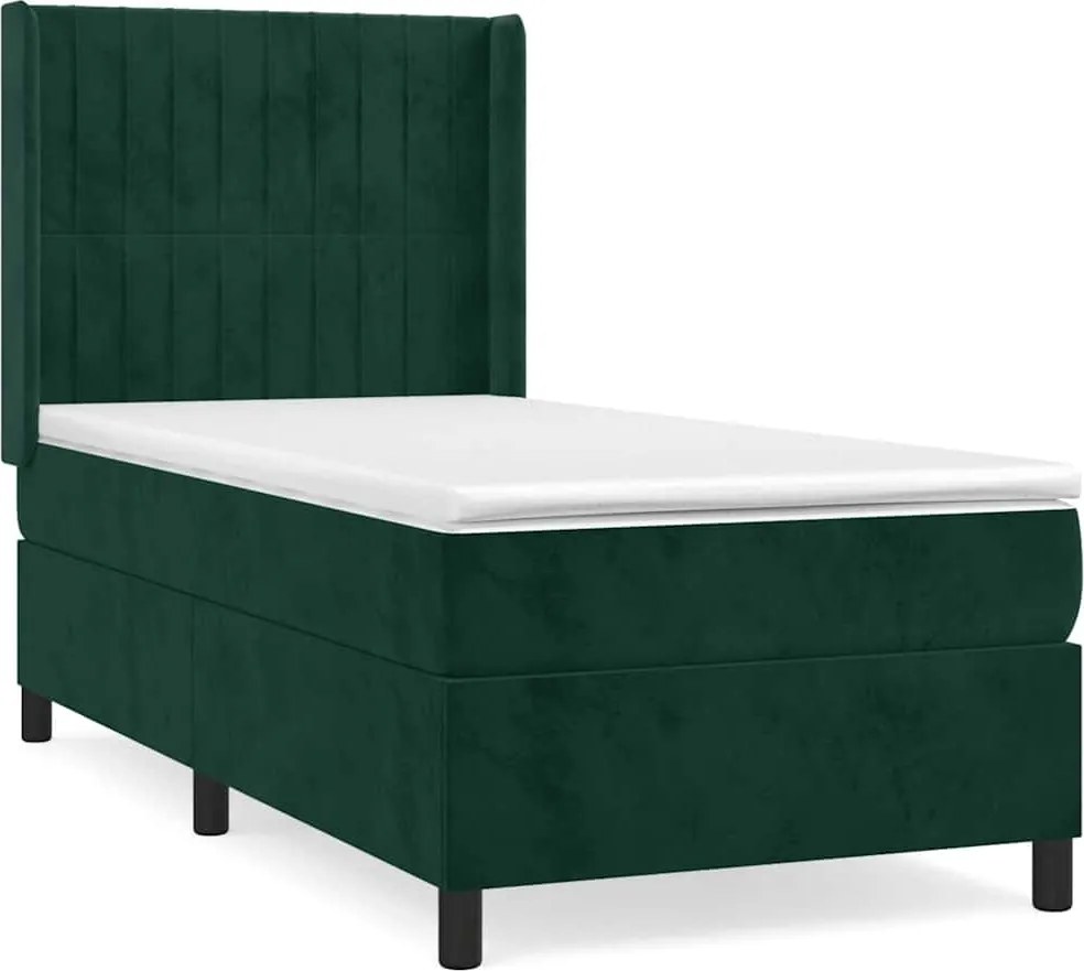 Box spring postel s matrací tmavě zelená 80 x 200 cm samet 3132768