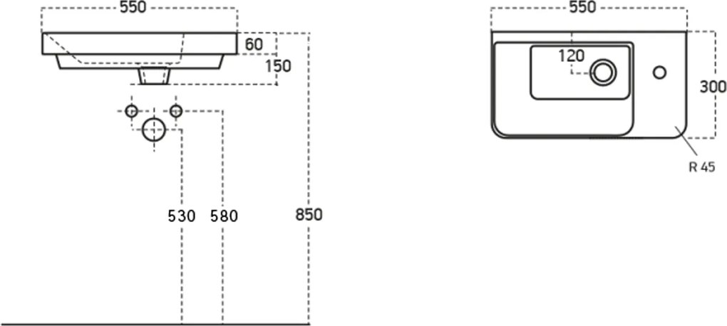 Sapho Sapho, LUXA Keramické umyvadlo 55x30 cm, 11054