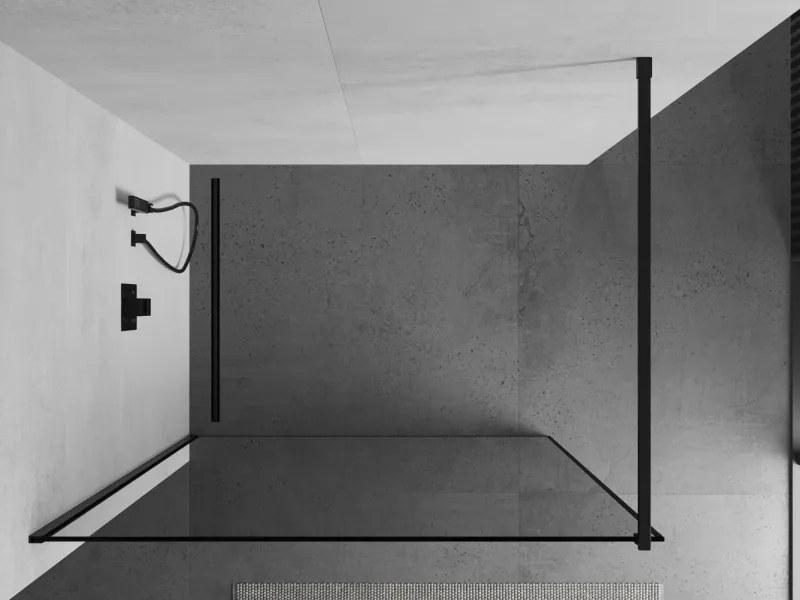 Mexen Kioto sprchová zástěna 90x200 cm 8 mm, černý profil, sklo černý rám, 800-090-101-70-70