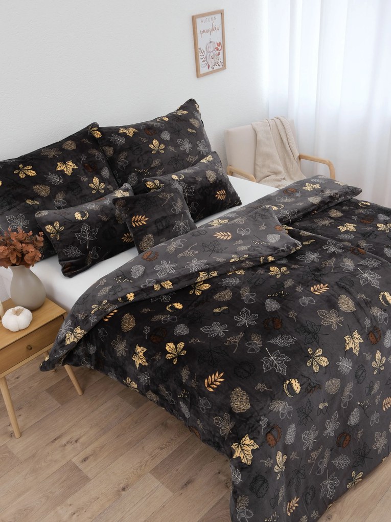 MK Lůžkoviny Prodloužené mikroplyšové povlečení Exclusive - Podzimní elegance 140 × 220 cm, 70 x 90 cm
