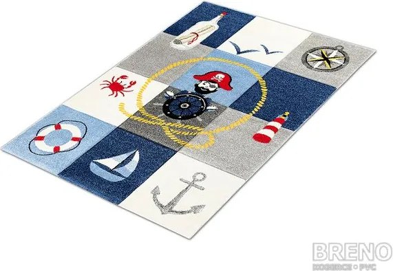 Breno Kusový koberec DIAMOND KIDS 24241/953 pirát, 120x170 cm, Vícebarevné/Modrá