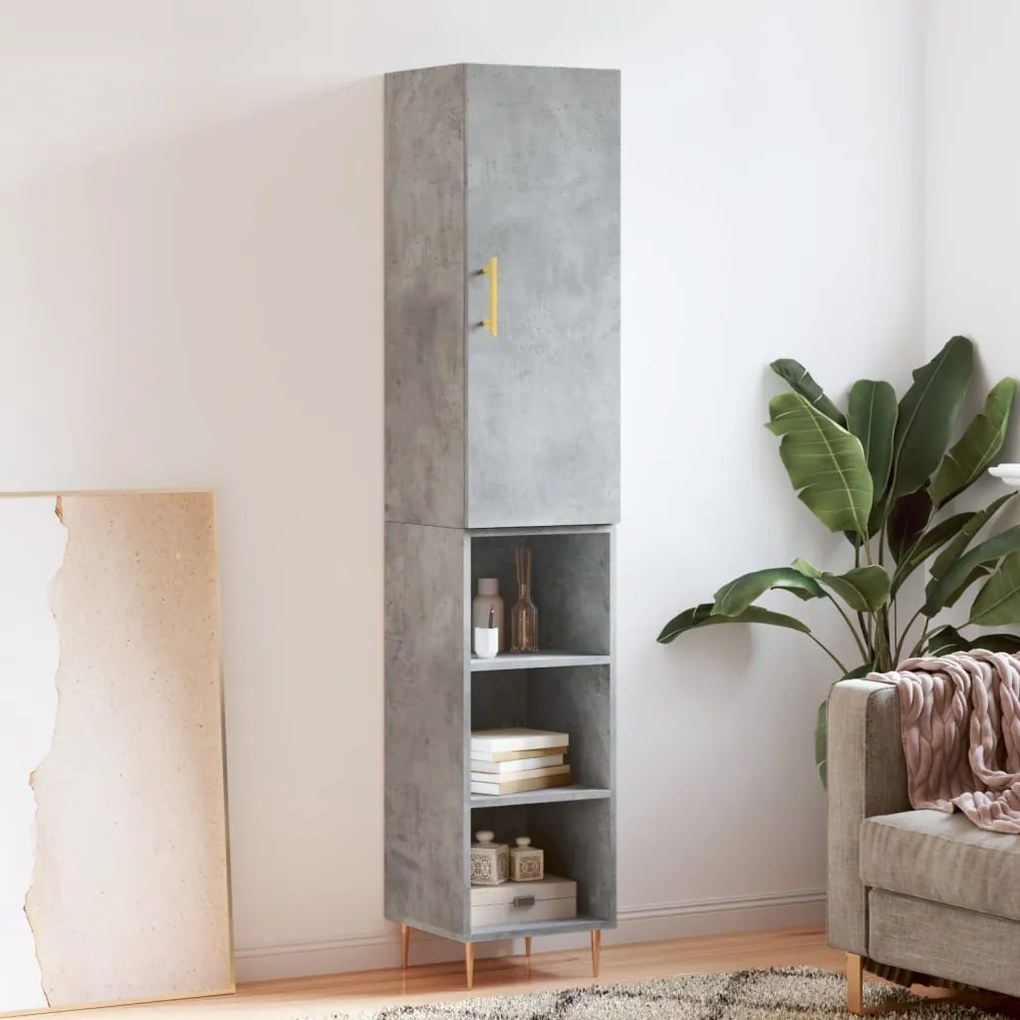 Skříň highboard betonově šedá 34,5x34x180 cm kompozitní dřevo 3198973