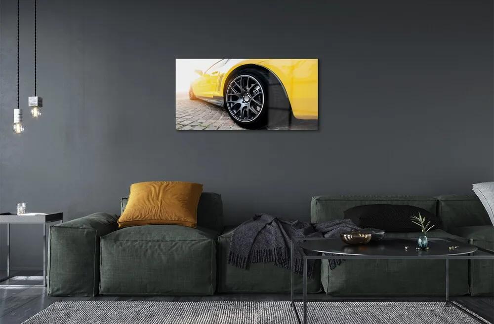 Obraz na skle žluté auto 120x60 cm