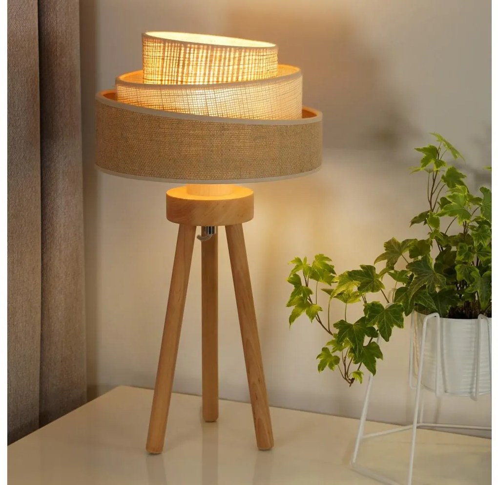 Duolla Duolla - Stolní lampa YUTE TRIO 1xE27/15W/230V hnědá/šedá/béžová DU603836