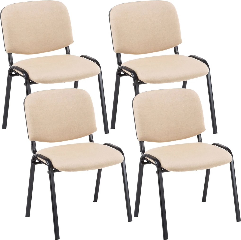 Sada 4 konferenčních židlí Ken látka – krémová
