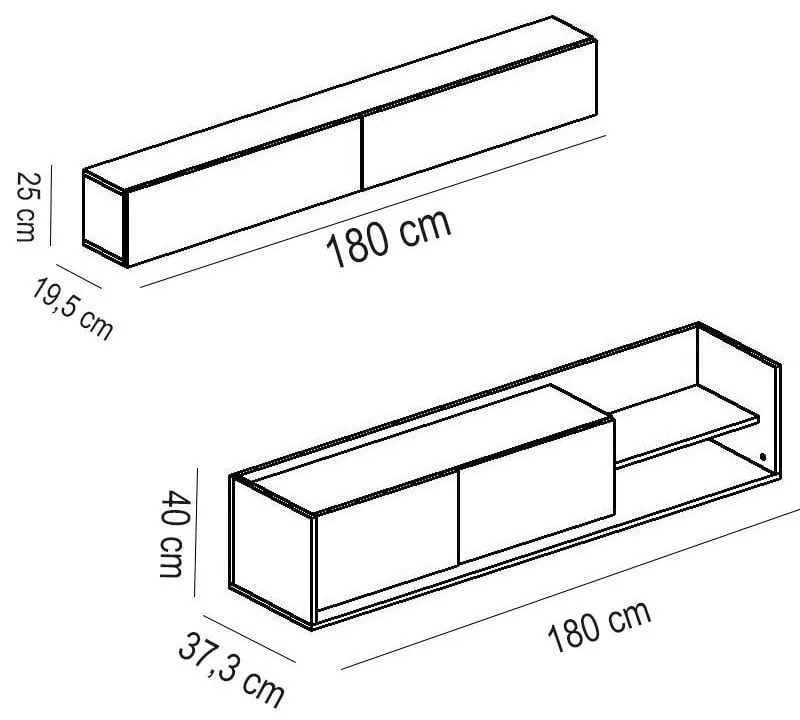 Bílá/přírodní TV sestava v dekoru exotického dřeva 180x40 cm Kale – Kalune Design