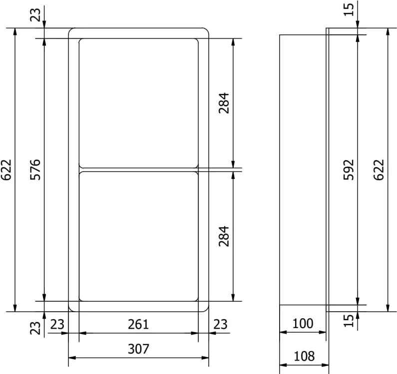 Mexen X-Wall-K nástěnná police z konglomerátu 62,2 x 30,7 cm, bílá - 1900623010