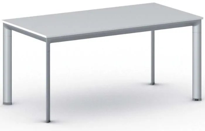 Jednací kancelářský stůl PRIMO INVITATION, 160x80 cm, šedostříbrná podnož, bílá