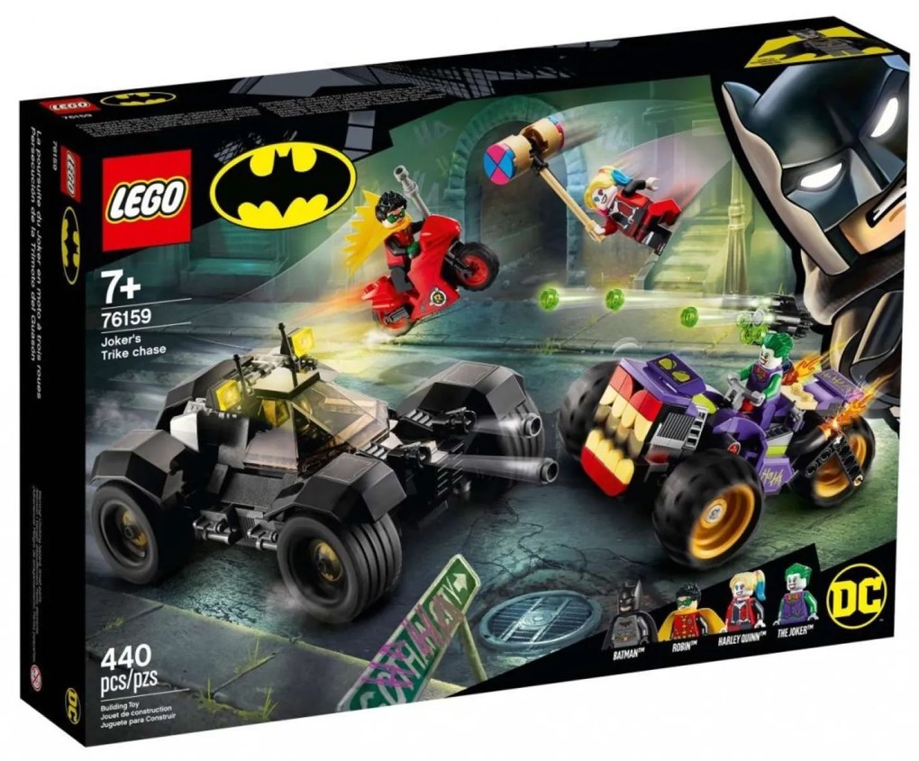 Lego stavebnice lego super heroes 76159 pronásledování jokera na tříkolce