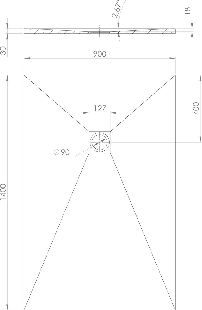 Polysan Treneca sprchová vanička z litého mramoru 140 x 90 cm s možností úpravy rozměru bílá mat 84309.11