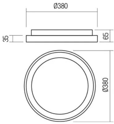 Redo group Redo Iconic, černé stropní svítidlo LED 30W 3000/4000K, tříkrokové stmívání, průměr 38cm