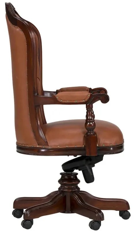 furniture-nabytek.cz - Masivní kancelářské křeslo Camford II z mahagonu, lakované, hnědé