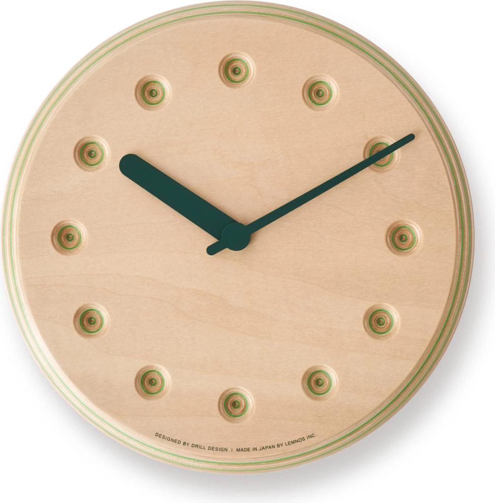 Nástěnné hodiny Paper Wood Line zelené ručičky 22 cm