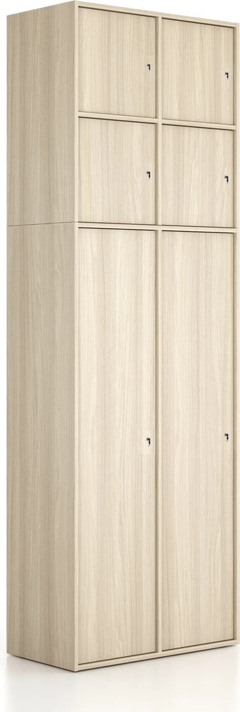 Nástavba pro skříně FRAME, 4x dveře, 872 x 450 x 854 mm, cylindrický zámek, dub přírodní