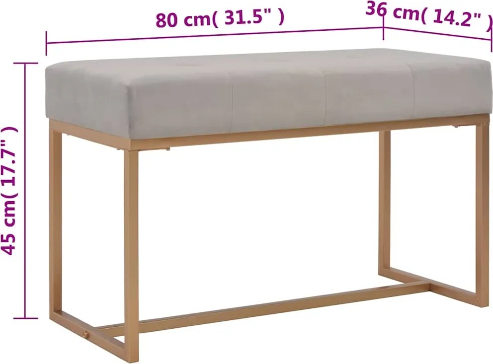 Lavice 80 cm šedá sametová 247558