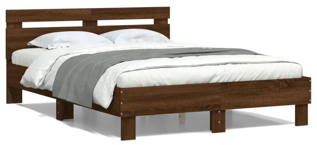 Rám postele s čelem hnědý dub 120 x 190 cm kompozitní dřevo,  3207454