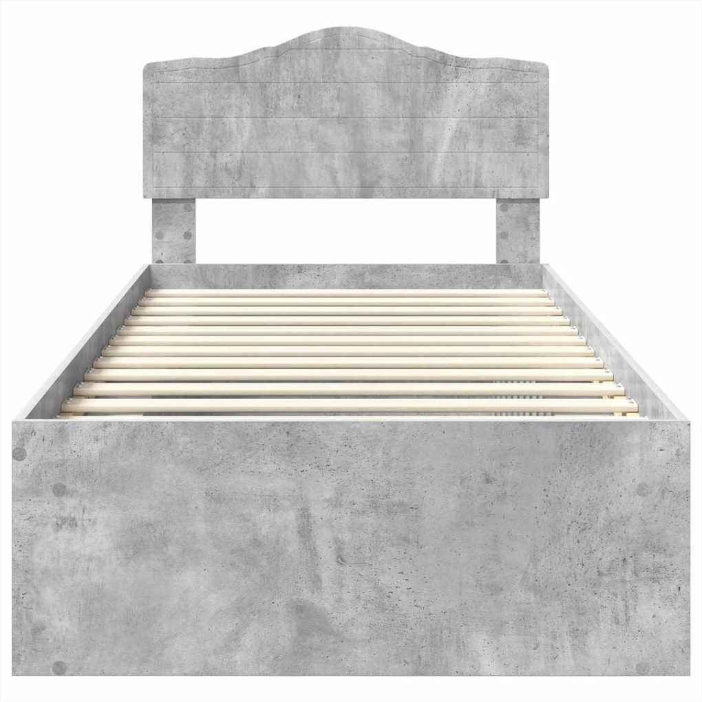 Rám postele Betonově šedá 100 x 200 cm Masivní borové dřevo 3412937
