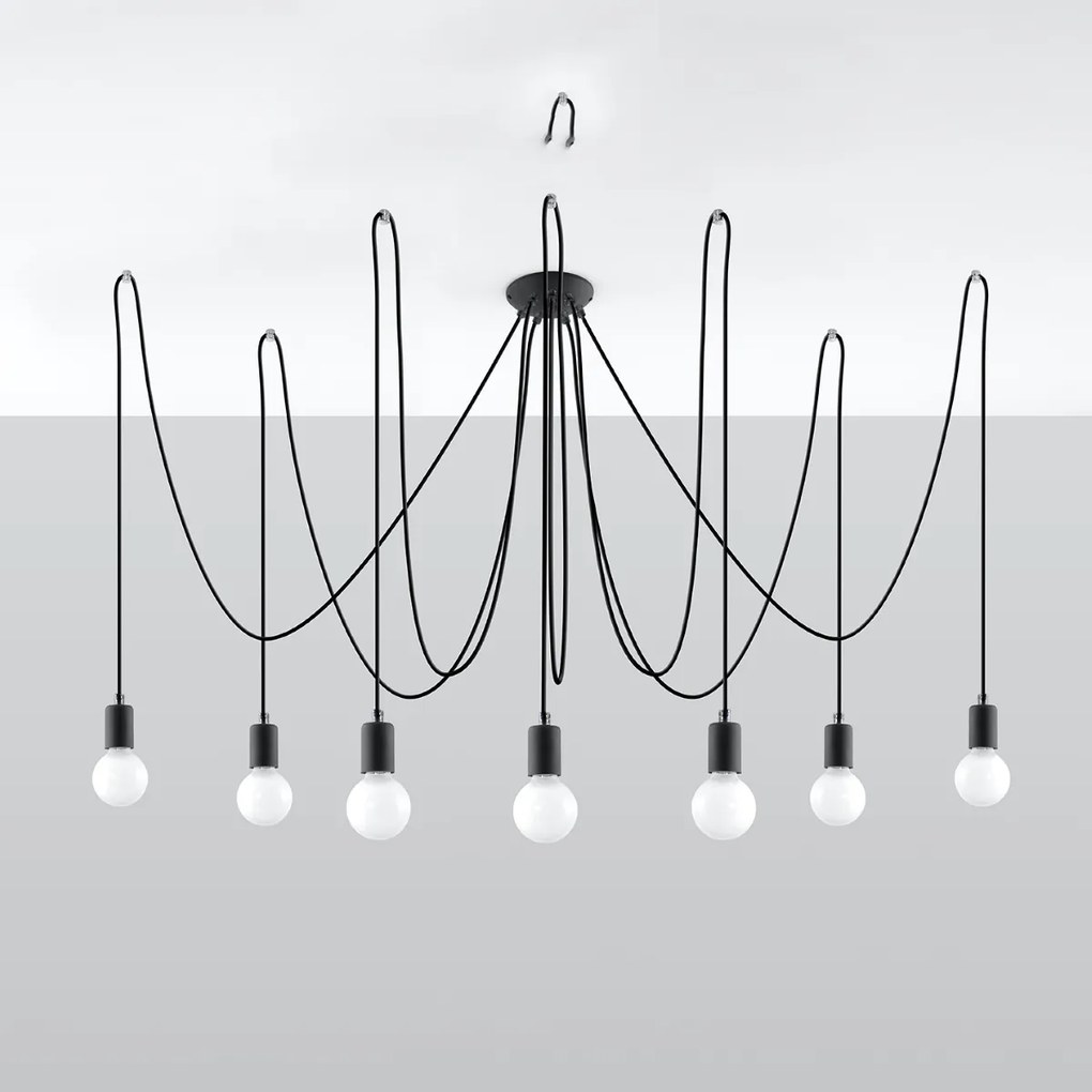 Sollux Lighting Lustr EDISON 7 černý